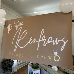 Hand Painted Custom Engagement Banner on Kraft Paper - Party Sign ...
