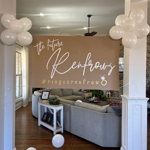 Hand Painted Custom Engagement Banner on Kraft Paper - Party Sign ...