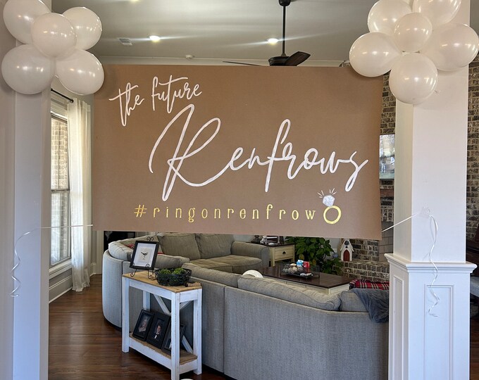 Hand Painted Custom Engagement Banner on Kraft Paper - Party Sign ...