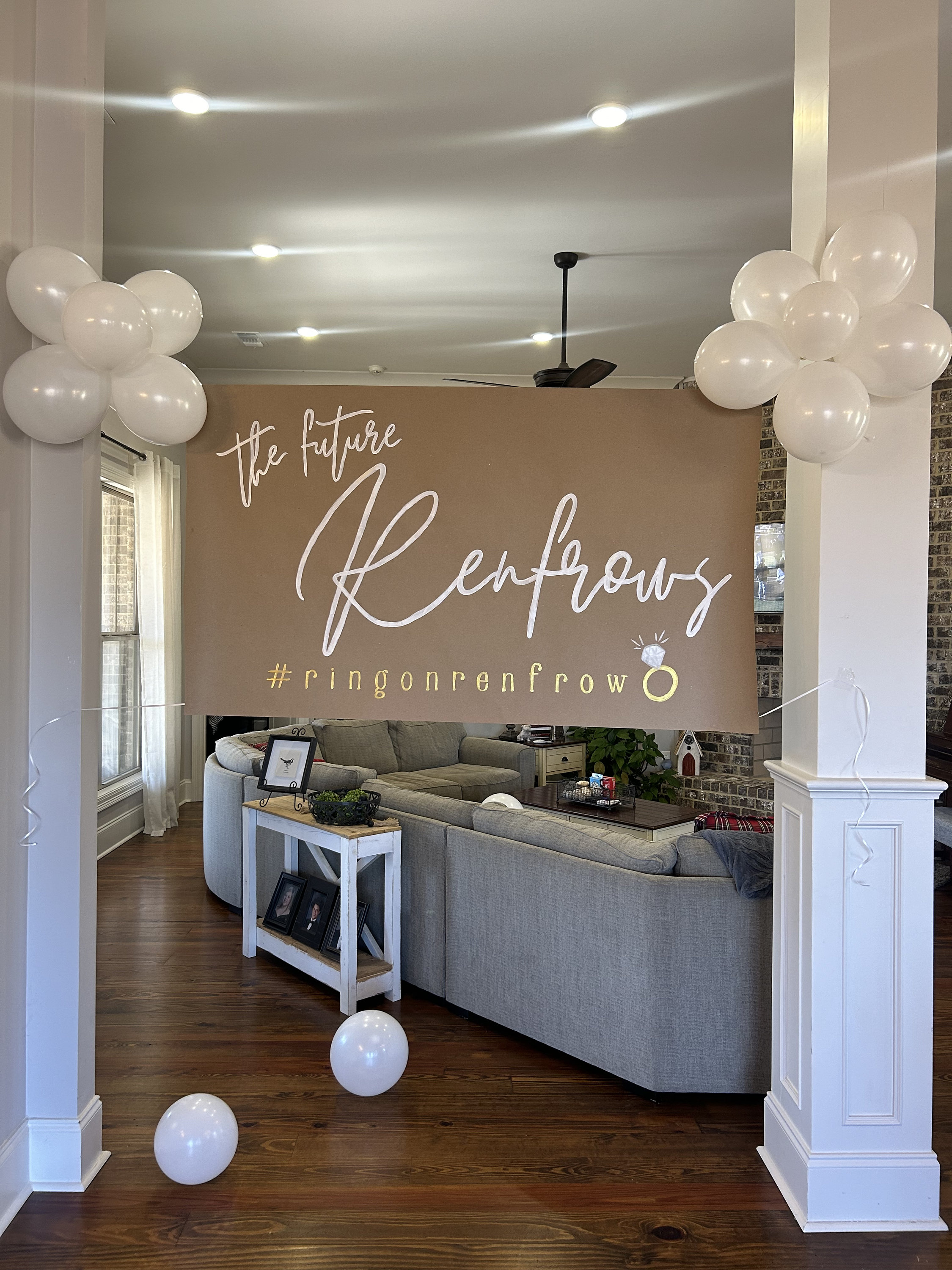 Hand Painted Custom Engagement Banner on Kraft Paper - Party Sign ...