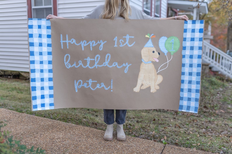 Hand Painted Custom Party Banner on Kraft Paper - Party Sign - Party ...