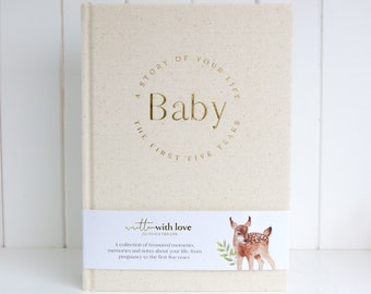 Baby Book | Linen Baby Memory Book | Pregnancy Journal | Sage Green ...