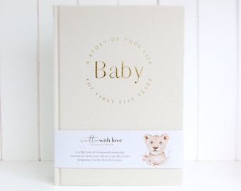 Baby Book | Linen Baby Memory Book | Pregnancy Journal | Sage Green ...