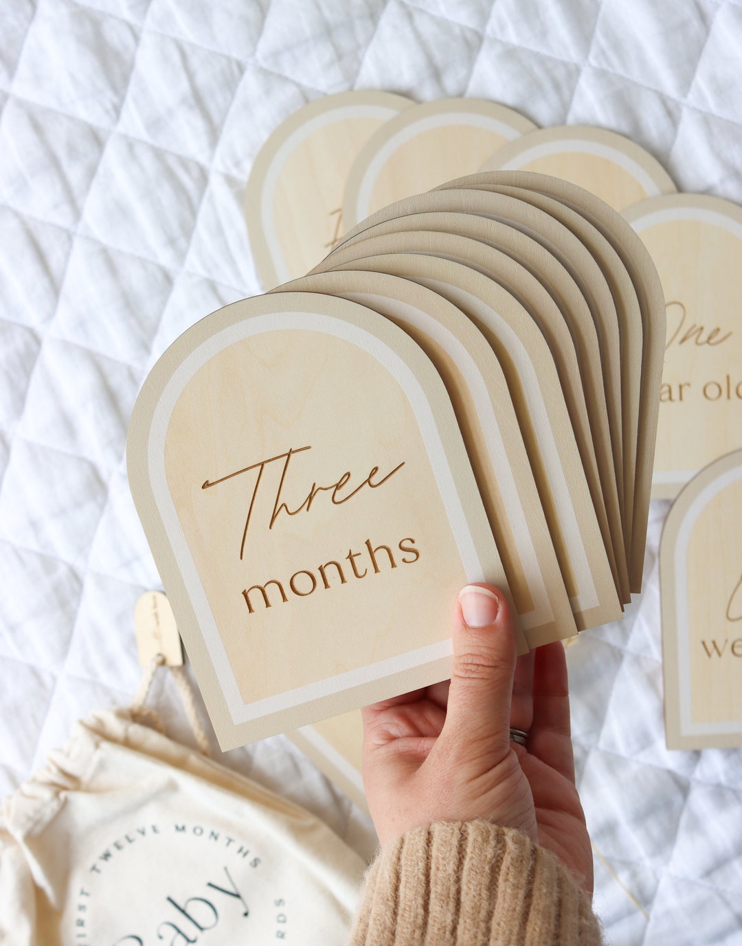 Wooden Baby Milestone Cards With Birth Announcement Plaque | Baby ...