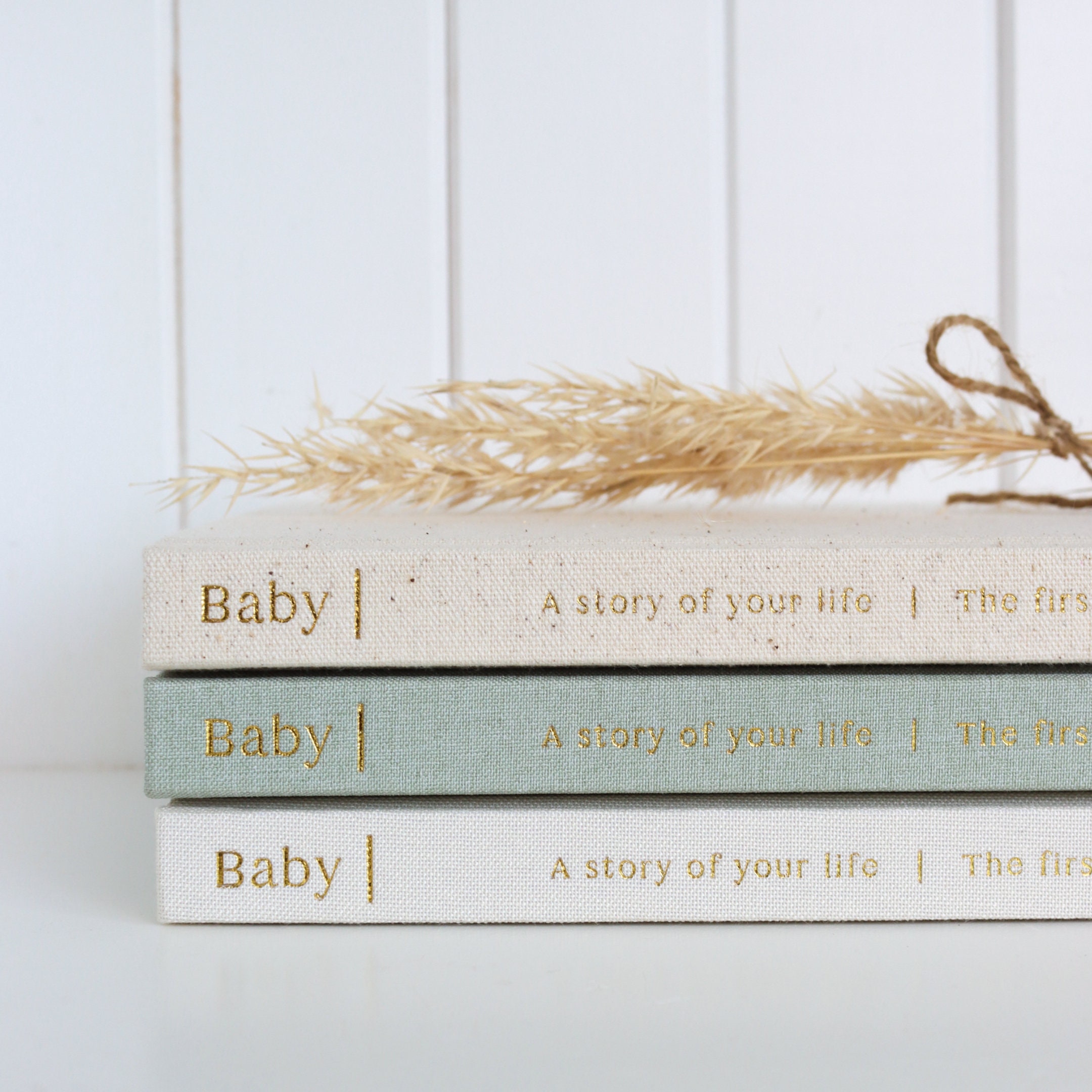 Baby Book | Linen Baby Memory Book | Pregnancy Journal | Sage Green ...