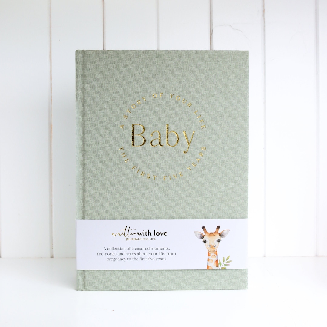 Baby Book | Linen Baby Memory Book | Pregnancy Journal | Sage Green ...