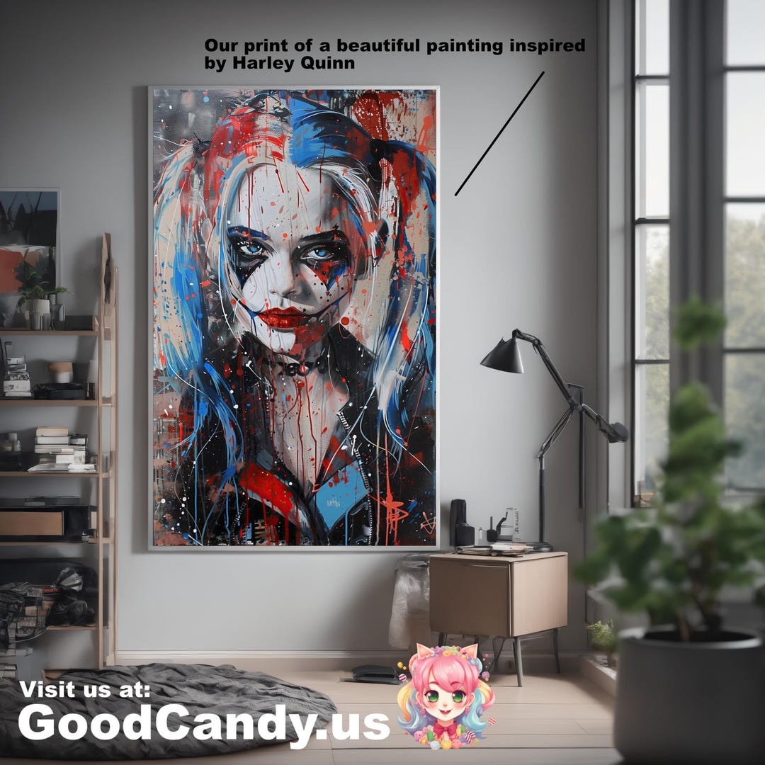 Harley Quinn-inspired Canvas Print - Pollock Style Pop Art on Eco-friendly Matte Canvas. - Etsy ...
