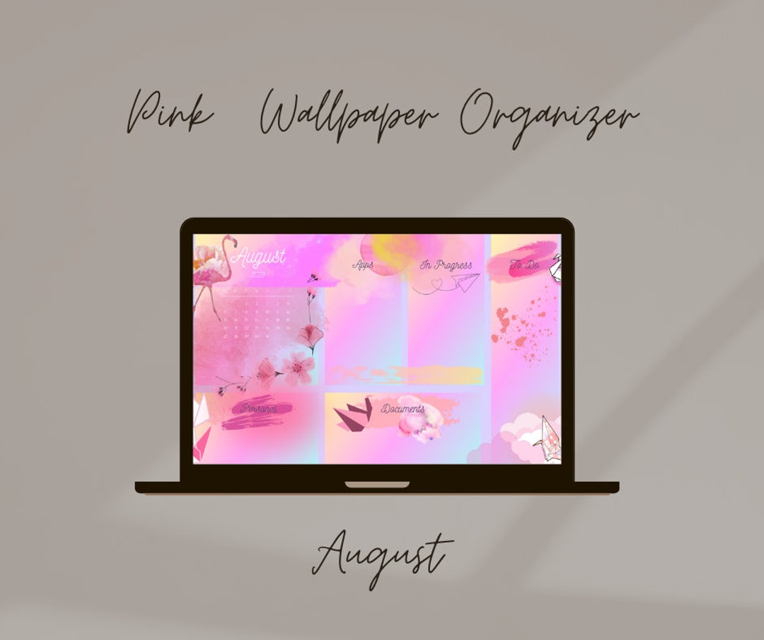 Pink Wallpaper Desktop Organizer (august) - Etsy