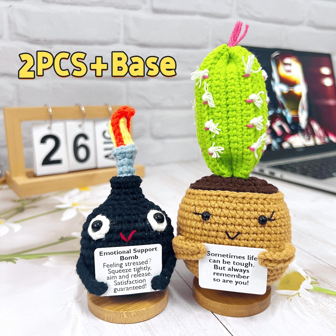 Handmade Crochet Bomb/cactus,emotional Support Bomb,fall Decor,office ...