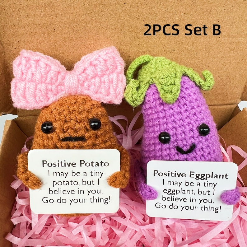 Positive Vegetables Family Set-cute Crochet Desk Accessory-positive ...