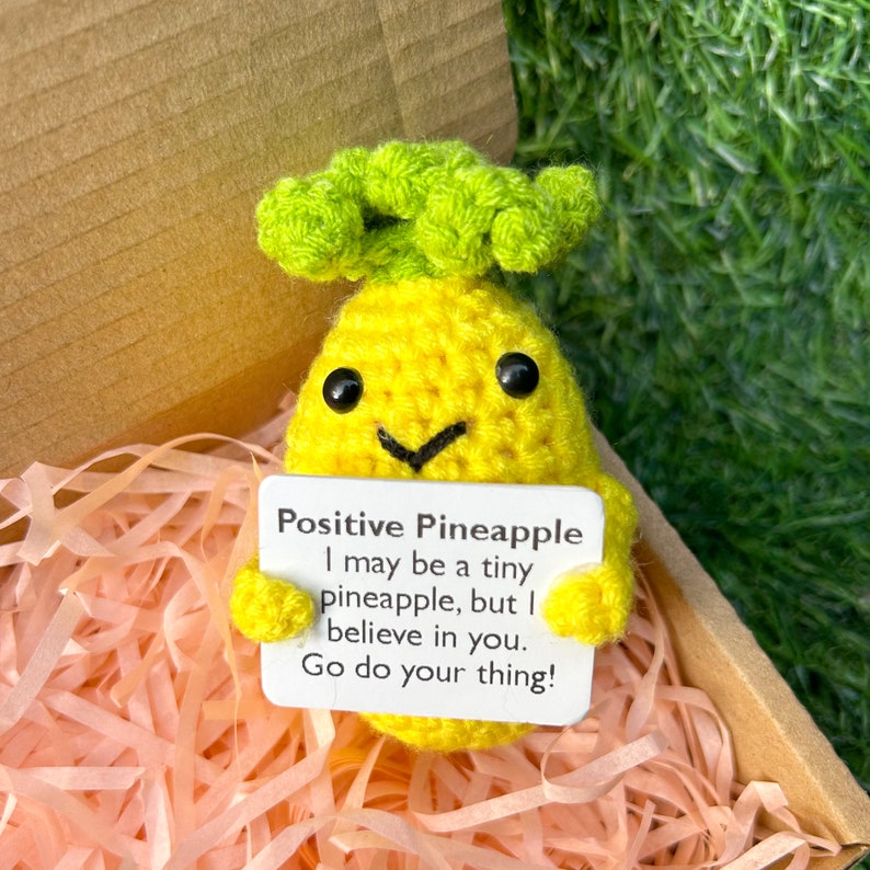 Handmade Crochet Pineapple: Positive Amigurumi Gift, Cubicle Decor ...