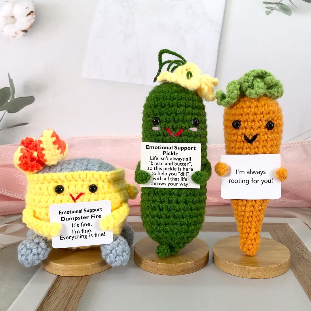 Crochet Dumpster,crochet Pickle and Carrot,trash Can Fire,crochet ...