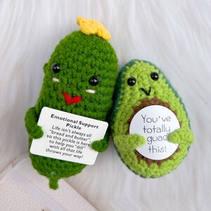 Crochet Emotional Support Pickle & Avocado: Handmade Desk Decor ...