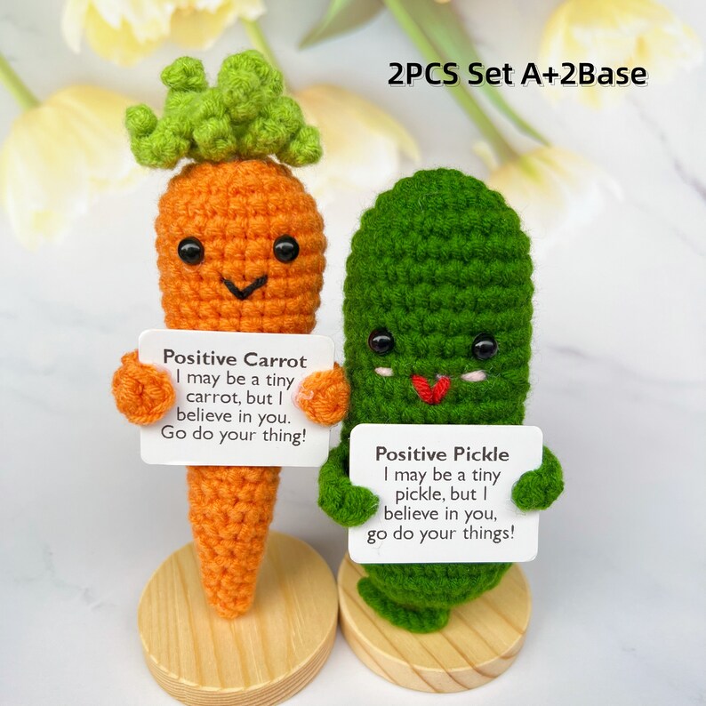 Positive Vegetables Family Set-cute Crochet Desk Accessory-positive ...
