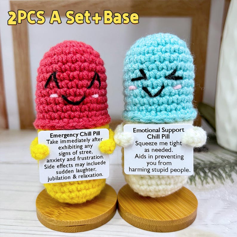 Handmade Crochet Chill Pill: Emotional Support Fidget Toy - Etsy