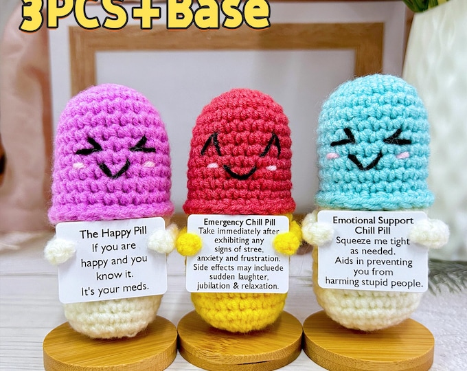 Adorable Crochet Chill Pills,10 Colors,emotional Support Chill Pill ...