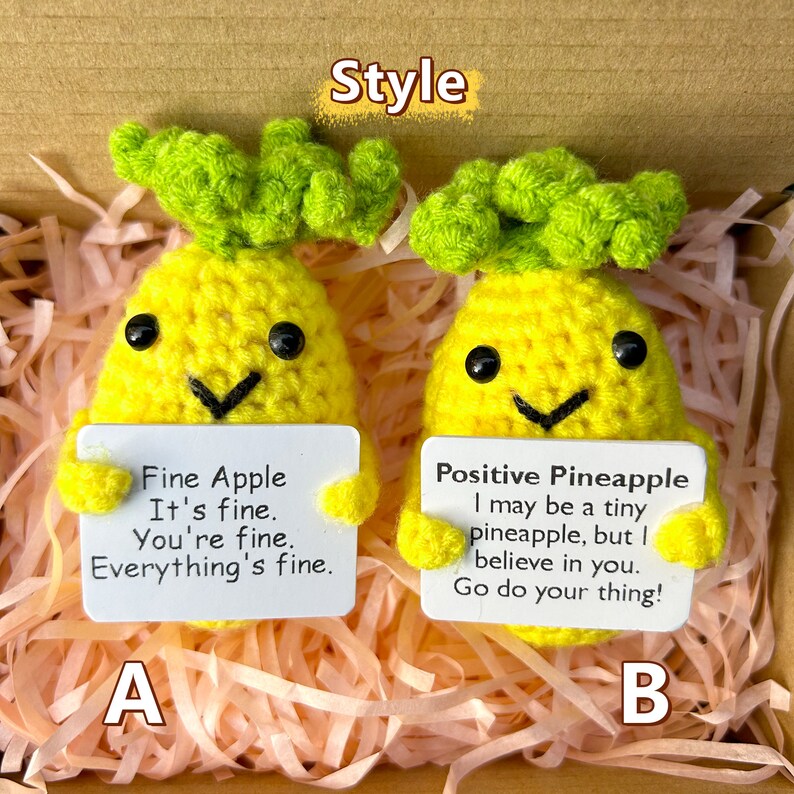 Handmade Crochet Pineapple: Positive Amigurumi Gift, Cubicle Decor ...