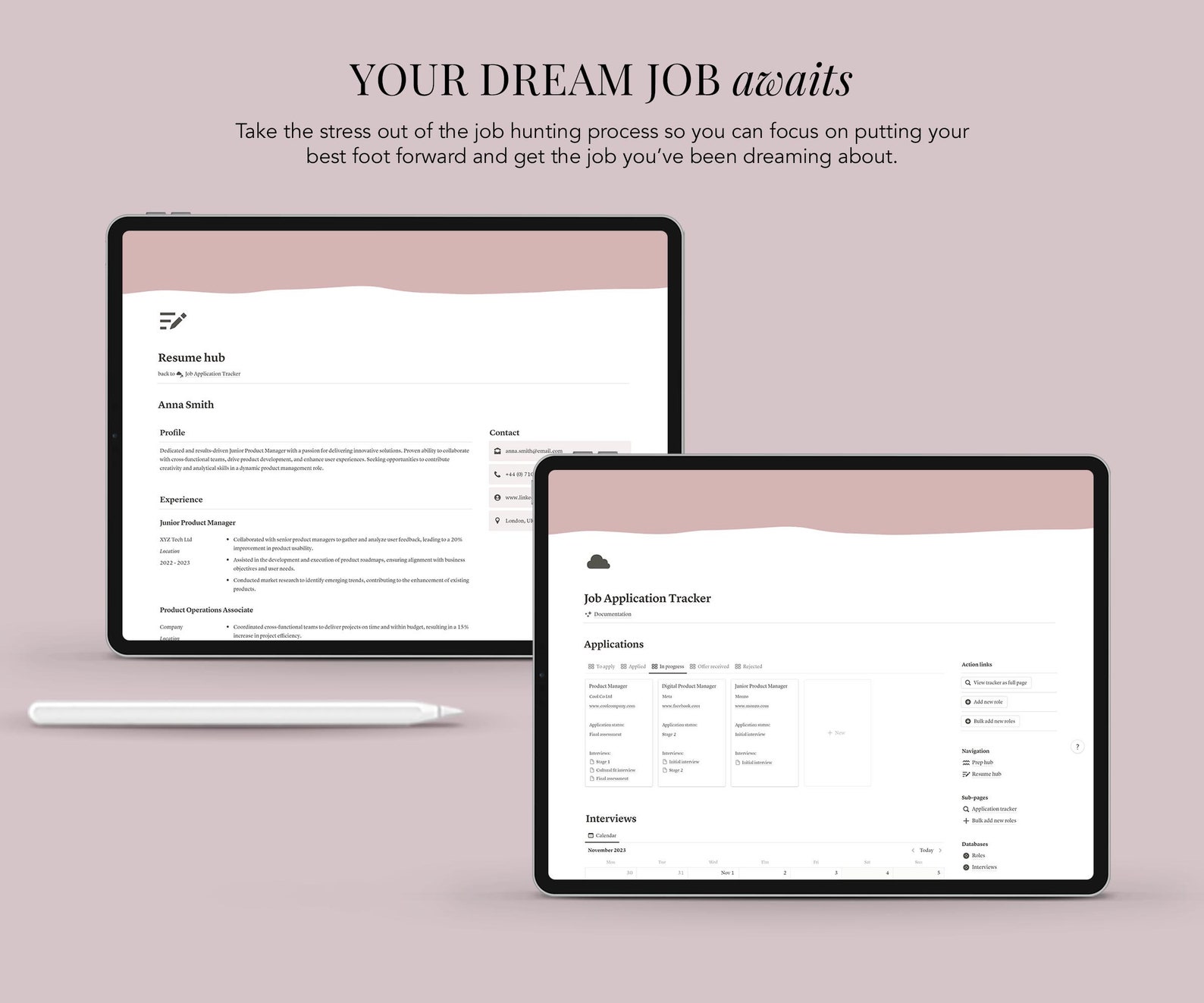 Job Application Tracker Notion Template Job Interview - Etsy