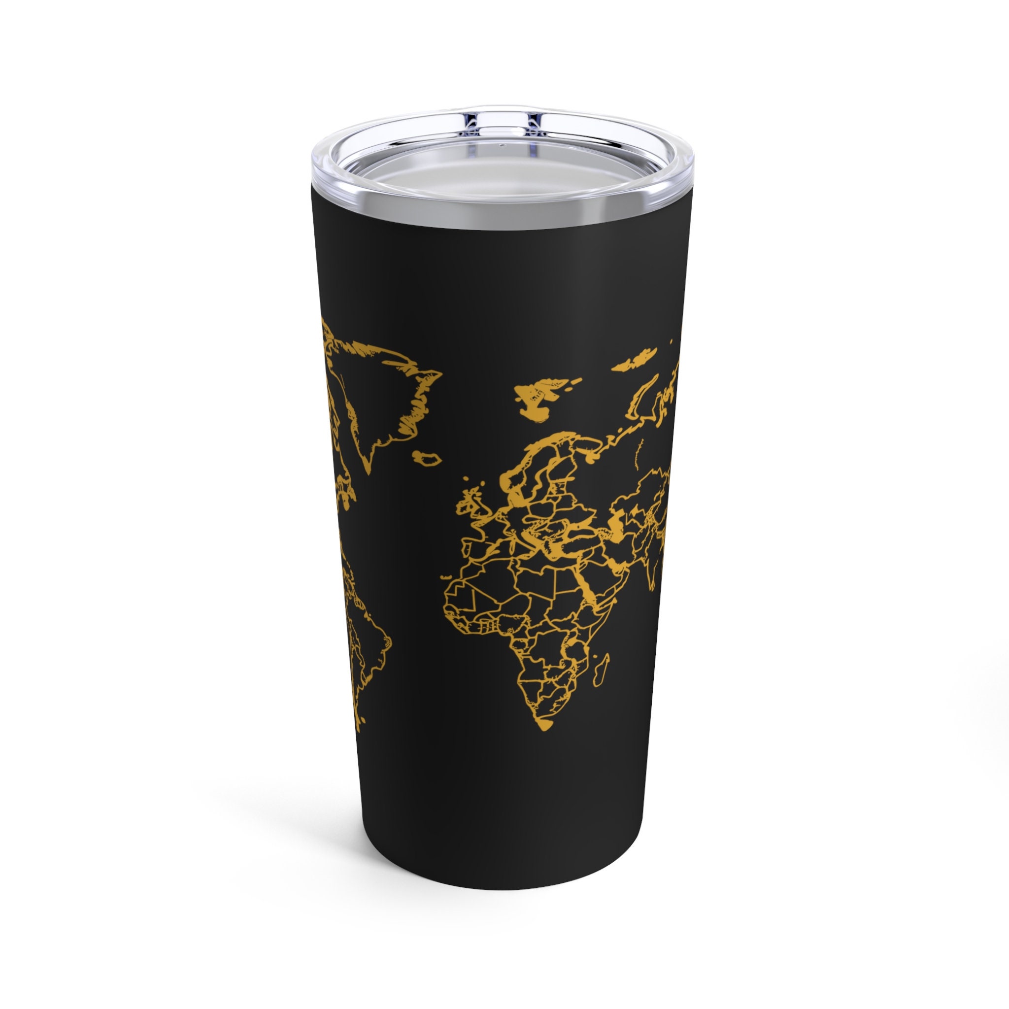 World Map Tumbler, Gold Line Art, Travel Gift, 20oz Insulated - Etsy