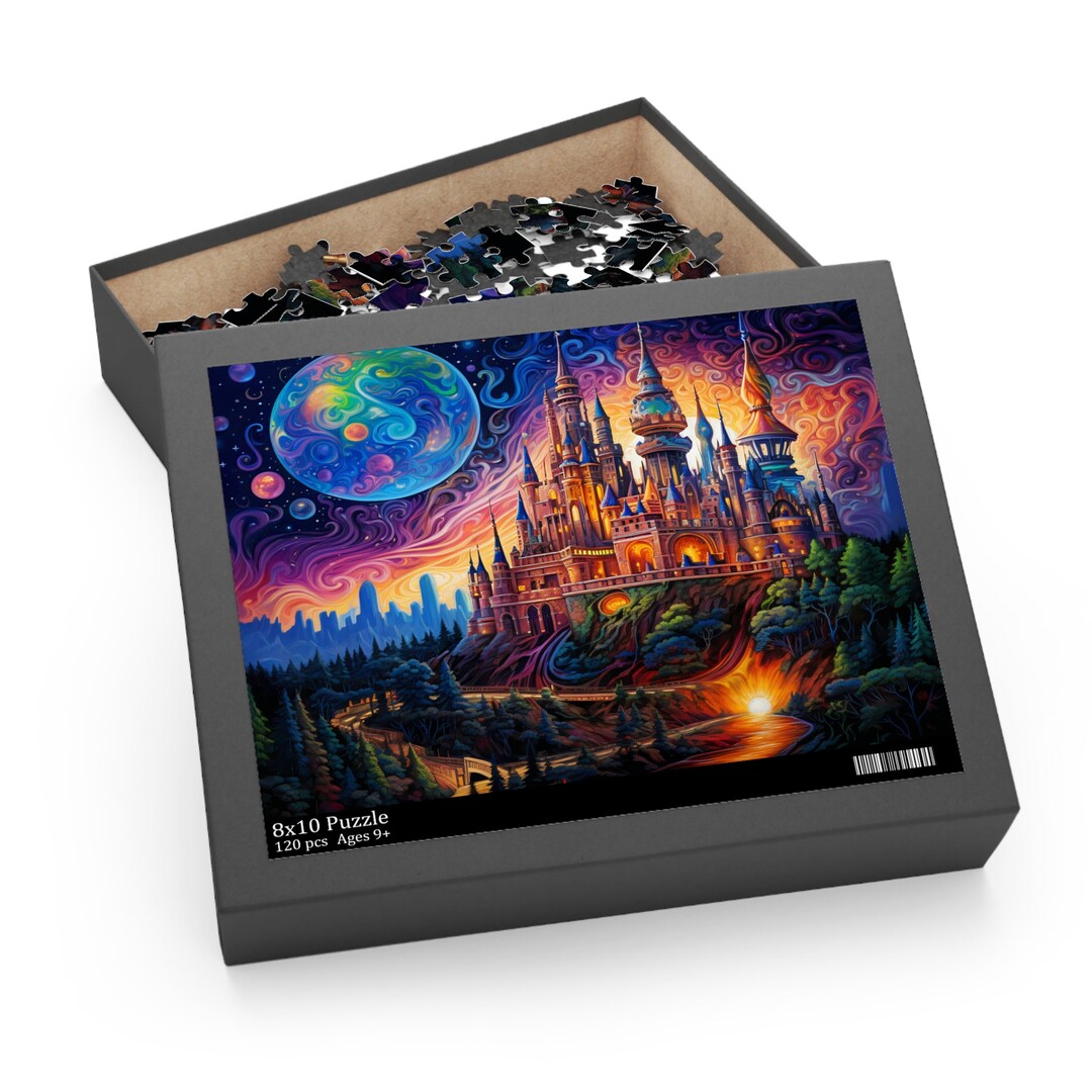 Psychedelic Castle Jigsaw Puzzle - Colorful, High-quality Chipboard, 3 ...