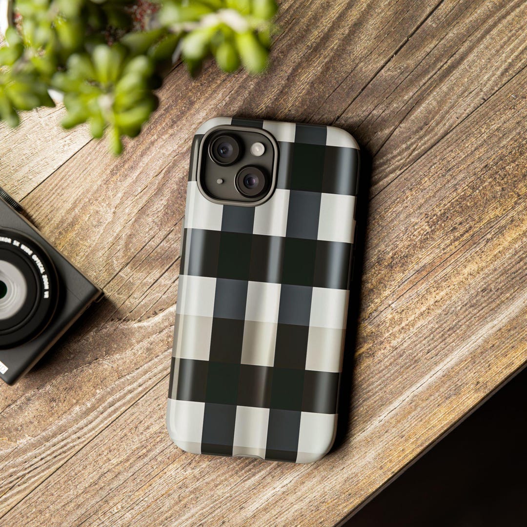 IPhone 16 Case - Checker Print, Black White - Premium Dual Layer ...