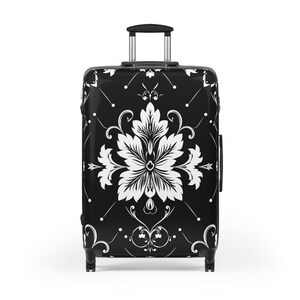 Black & White Tessellated Suitcase - Stylish Travel Luggage With 360 ...