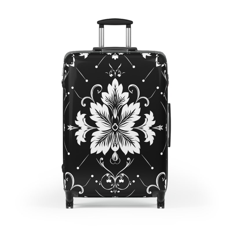 Black & White Tessellated Suitcase - Stylish Travel Luggage With 360 ...