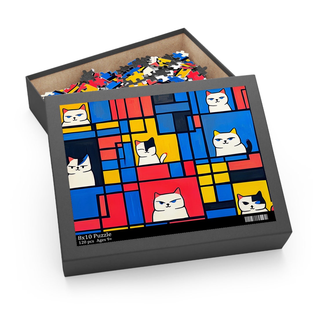 Mondrian Cat Jigsaw Puzzle – Abstract Art Gift - Etsy