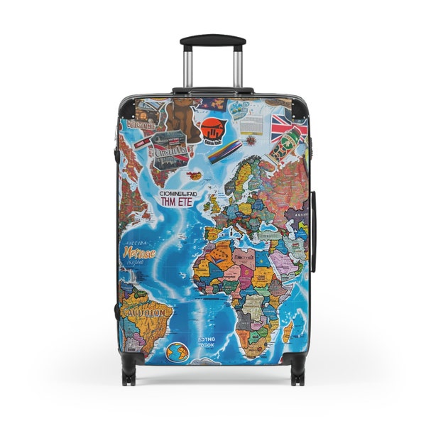 World Map Luggage Suitcase - Etsy