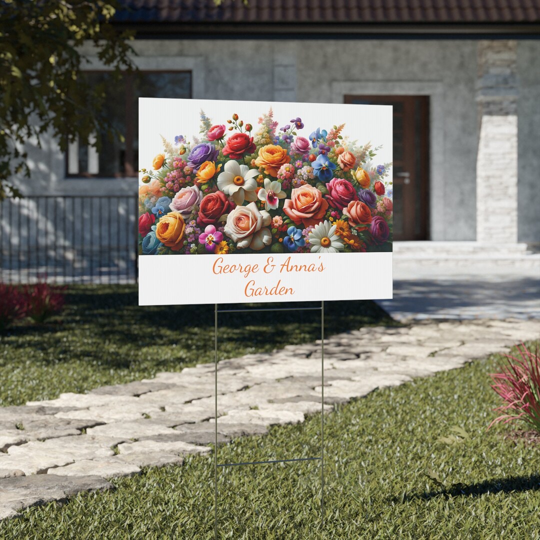 Custom Floral Yard Sign - Personalized Garden Decor - 18x24 Corrugated ...