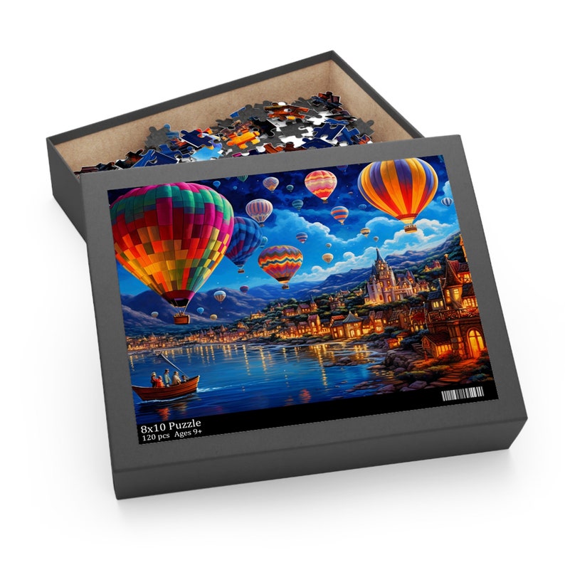 Wood Veneer Mosaic Hot Air Balloon Jigsaw Puzzle - Colorful Scenery ...