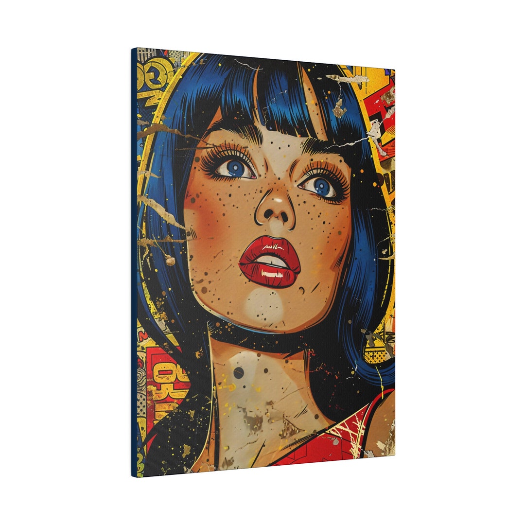 Retro Comic Book Female Matte Canvas Print - Vibrant Prints - Canvas ...