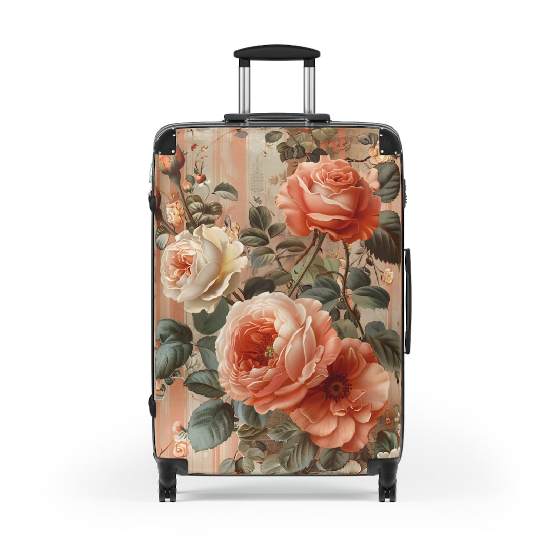 Vintage Chic Suitcase With French Pattern & Shabby Chic Roses - Elegant ...