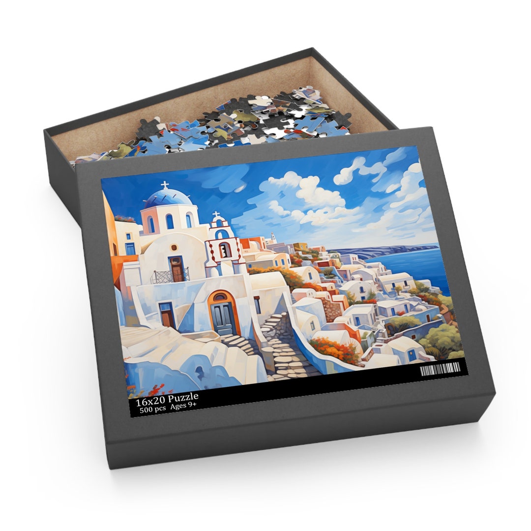 Santorini Greece Jigsaw Puzzle - High-quality Chipboard, 3 Sizes, Gift ...