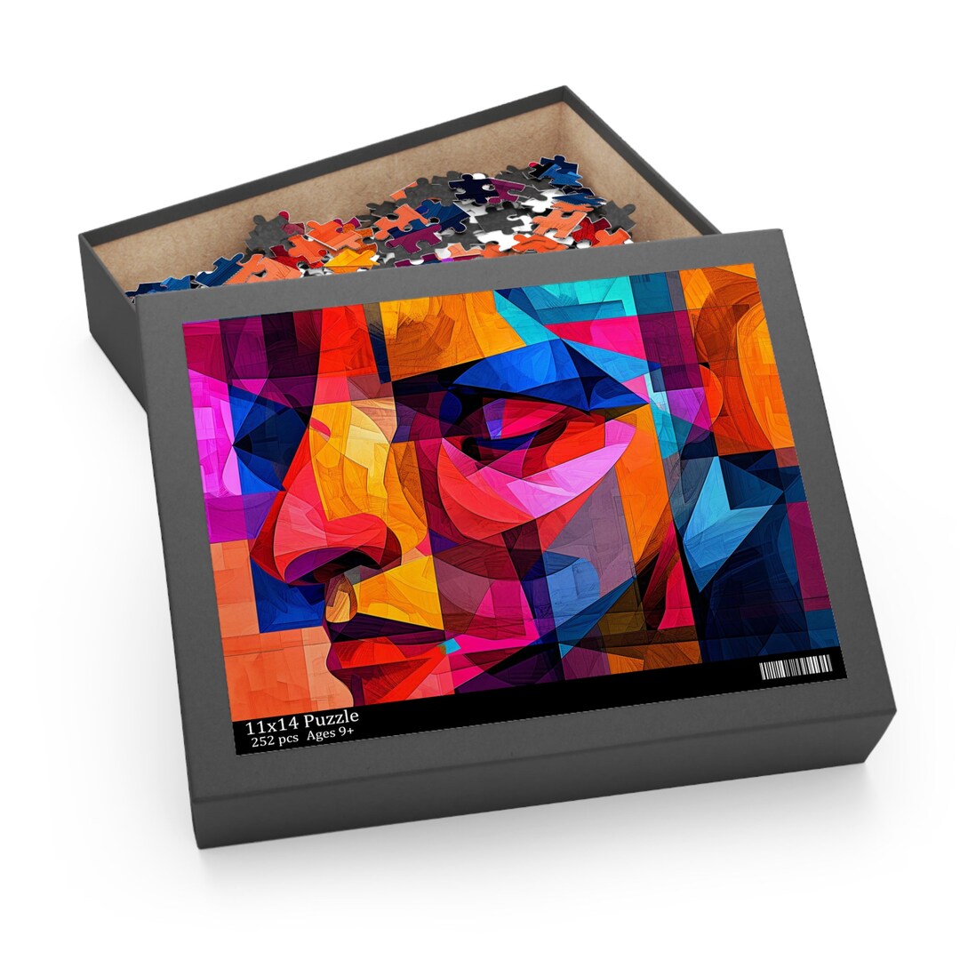 Vibrant Geometric Jigsaw Puzzle - High-quality Chipboard, 3 Sizes, Gift ...
