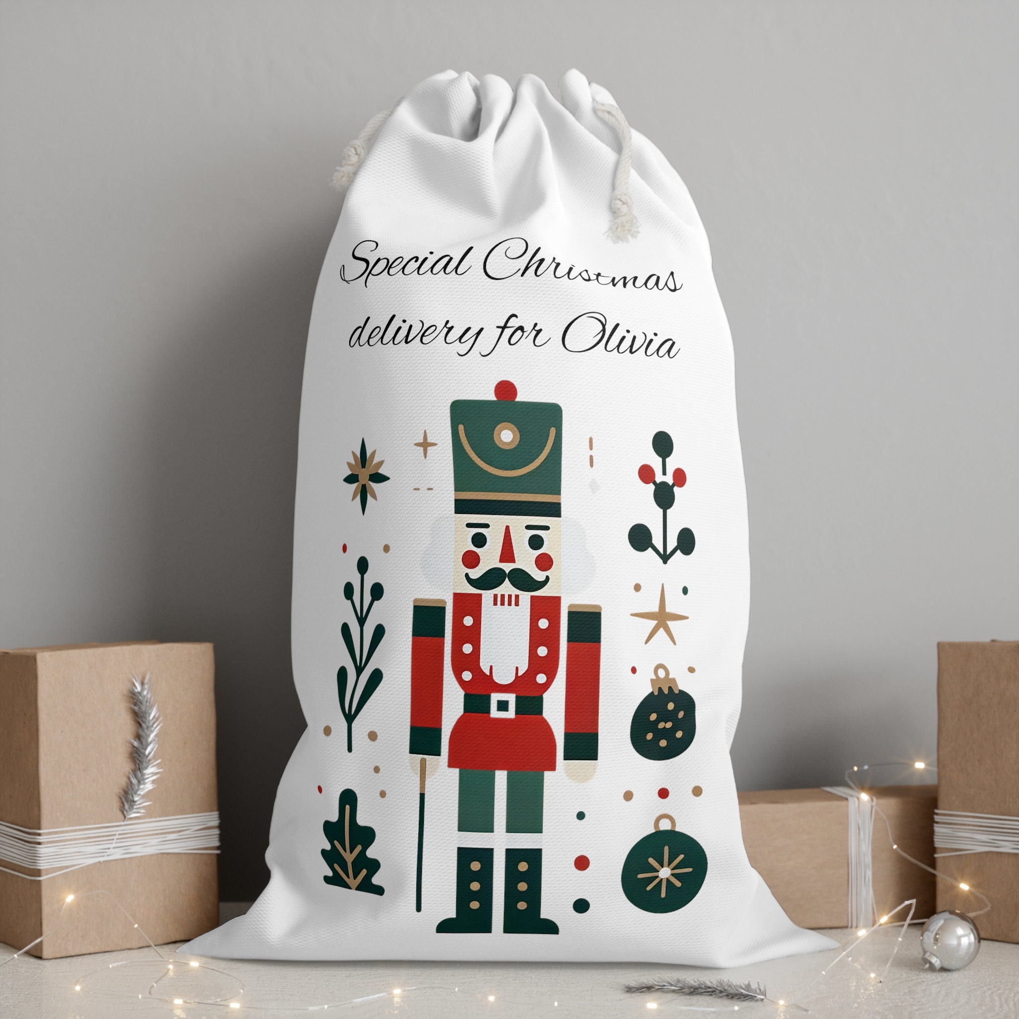 Minimalist Nutcracker Soldier Santa Sack - Vibrant Christmas Elements ...