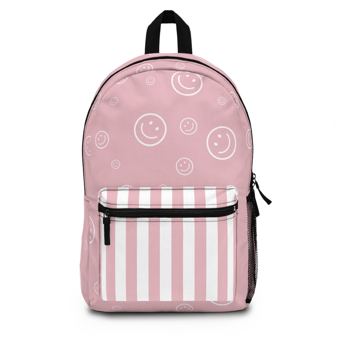 Pink Smiley Face Backpack - Durable, Lightweight, Waterproof - Etsy