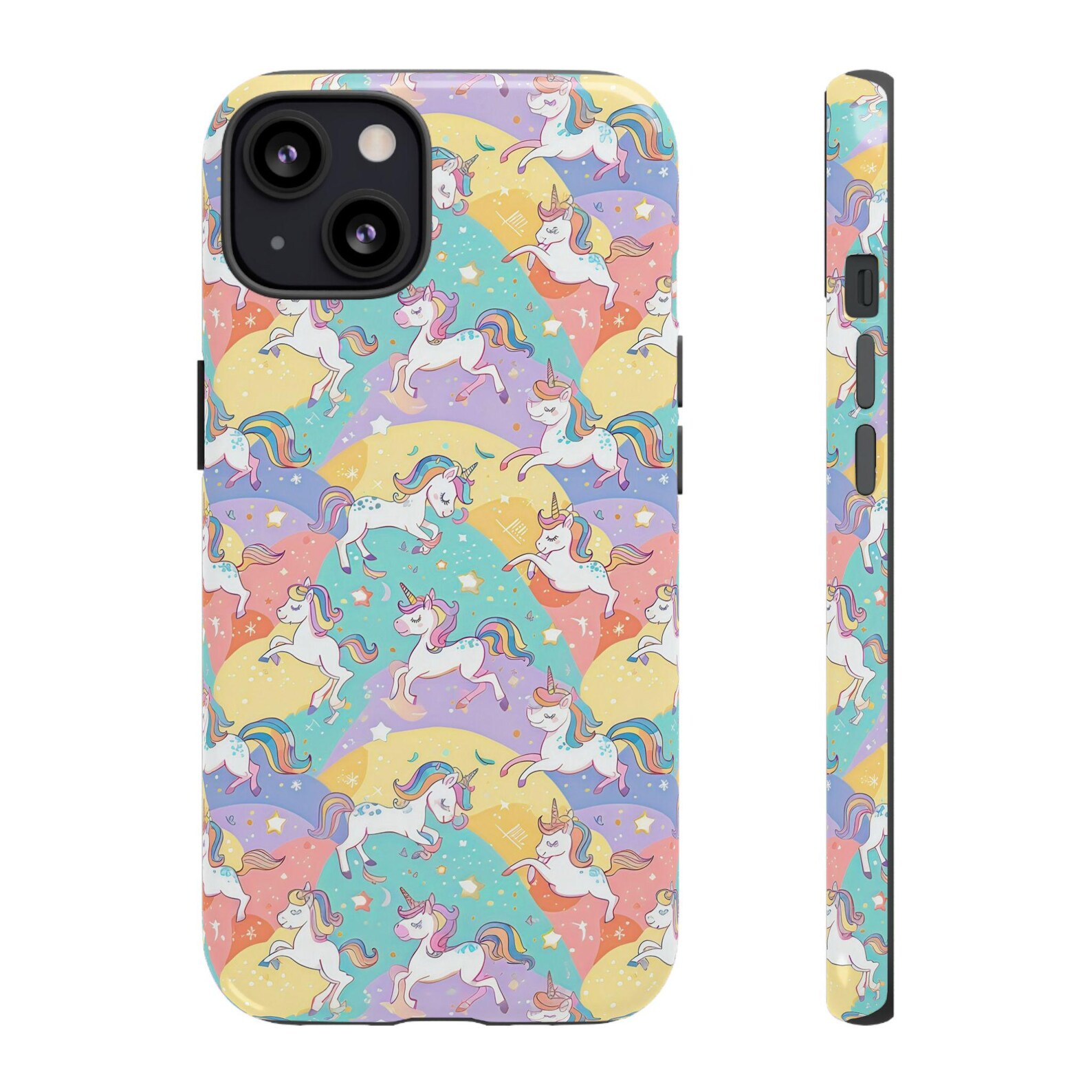 Premium Unicorns in Rainbow Background Custom Protective iPhone 16-13 ...