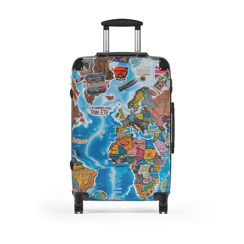 World Map Suitcase – Global Stickers Design, Travel Luggage - Etsy