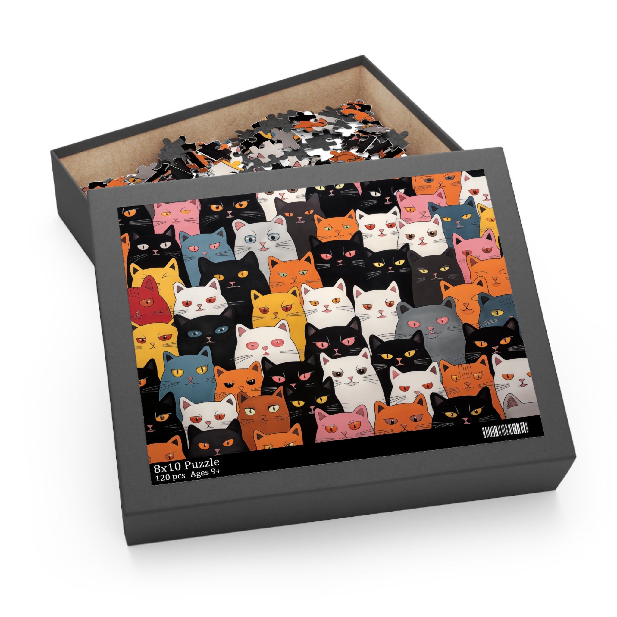 Cartoon Cat Mosaic Jigsaw Puzzle | Colorful Feline Art - Etsy