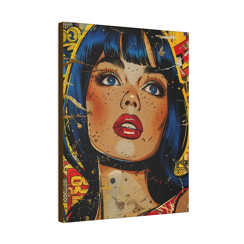Retro Comic Book Female Matte Canvas Print - Vibrant Prints - Canvas ...