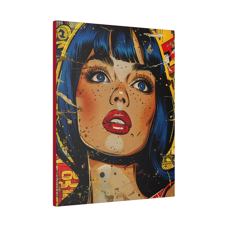Retro Comic Book Female Matte Canvas Print - Vibrant Prints - Canvas ...