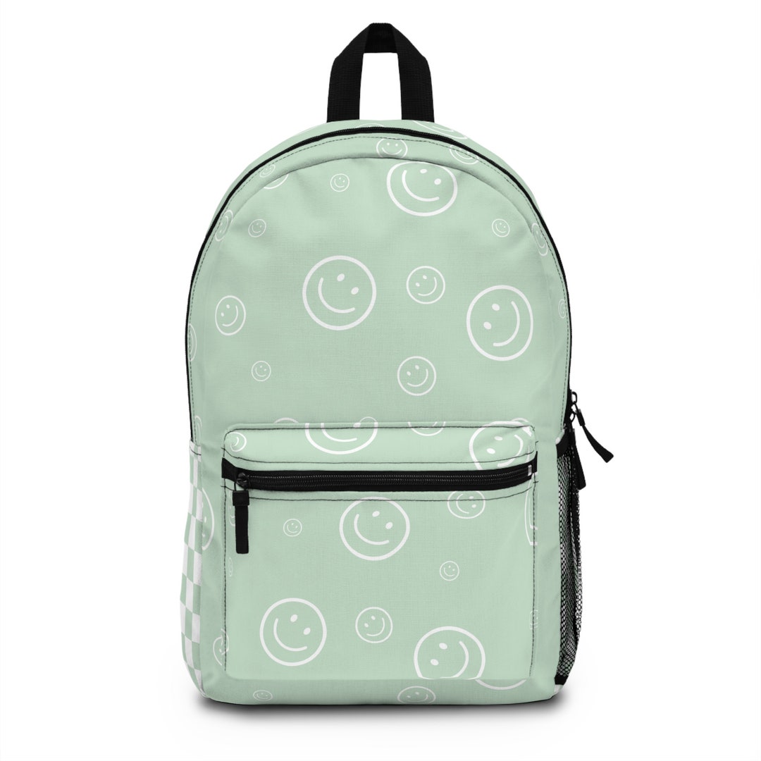 Green Smiley Face Backpack - Roomy & Durable for Every Adventure - Etsy