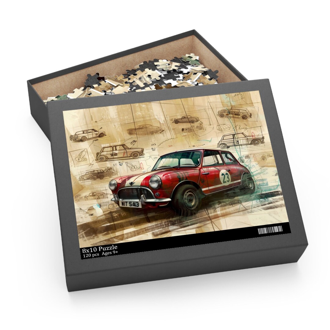 Detailed Technical Drawing Red Mini Cooper Jigsaw Puzzle - Chipboard ...
