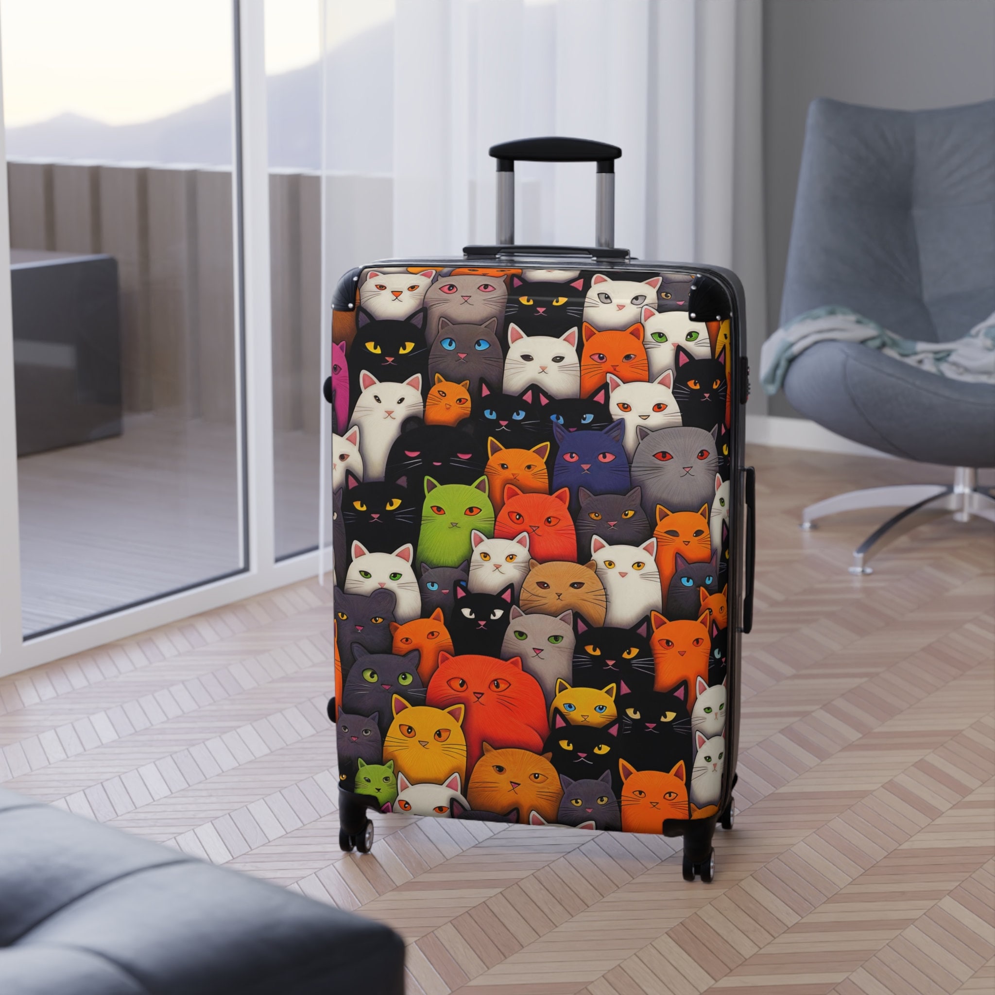 Beautiful Cats Luggage Colorful Cat Suitcase for Stylish Travel ...