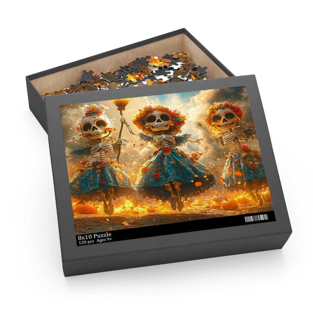 Santa Muerte Skeleton Woman Puzzle - Fantasy Sky Pumpkins, Smoke ...