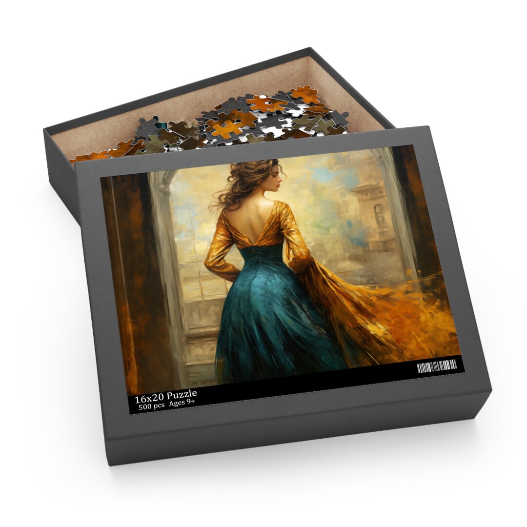 Vintage Woman Dress Jigsaw Puzzle High-quality Chipboard, 3 Sizes, Gift ...