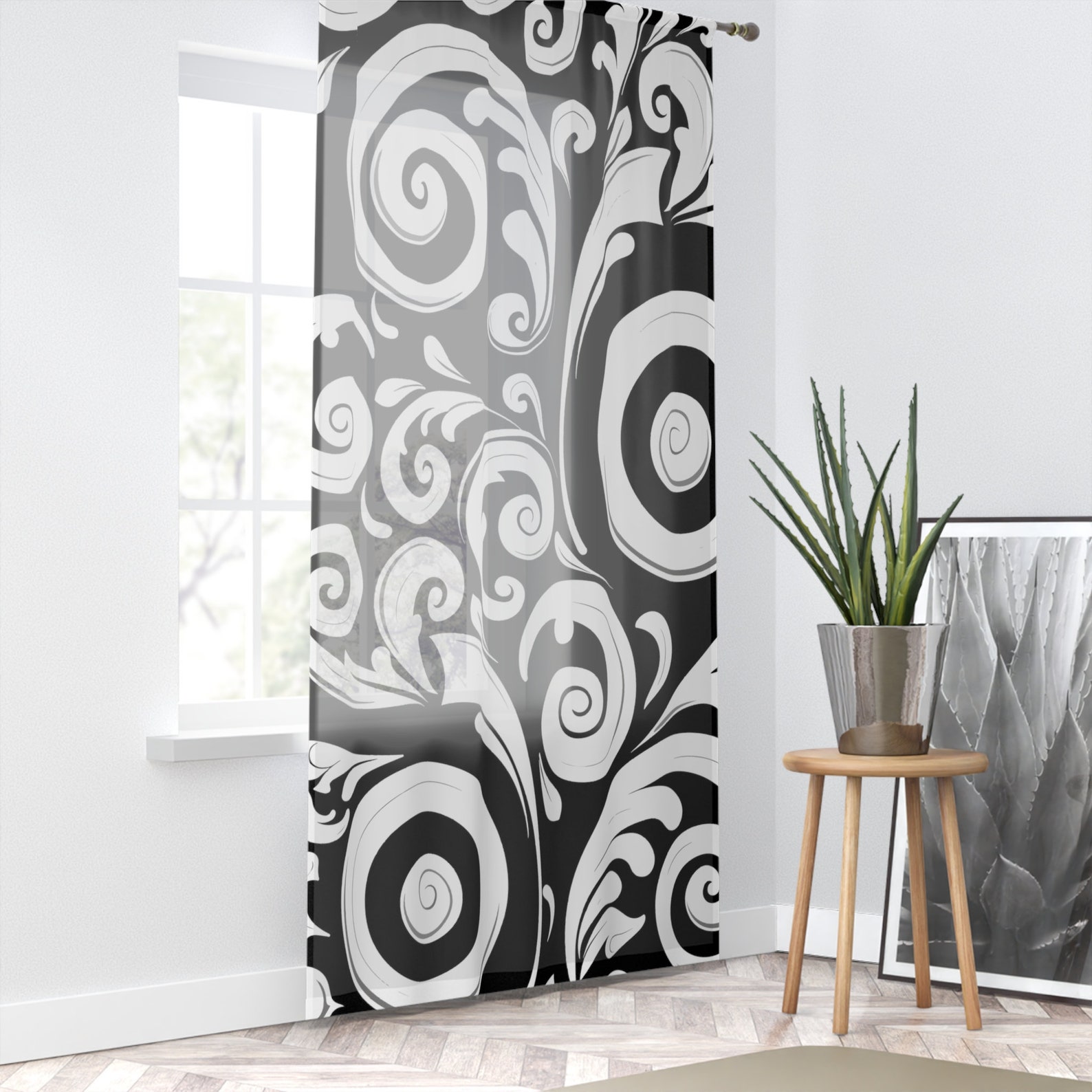 Black and White Tessellated Window Curtain | Artwork Curtain - Etsy