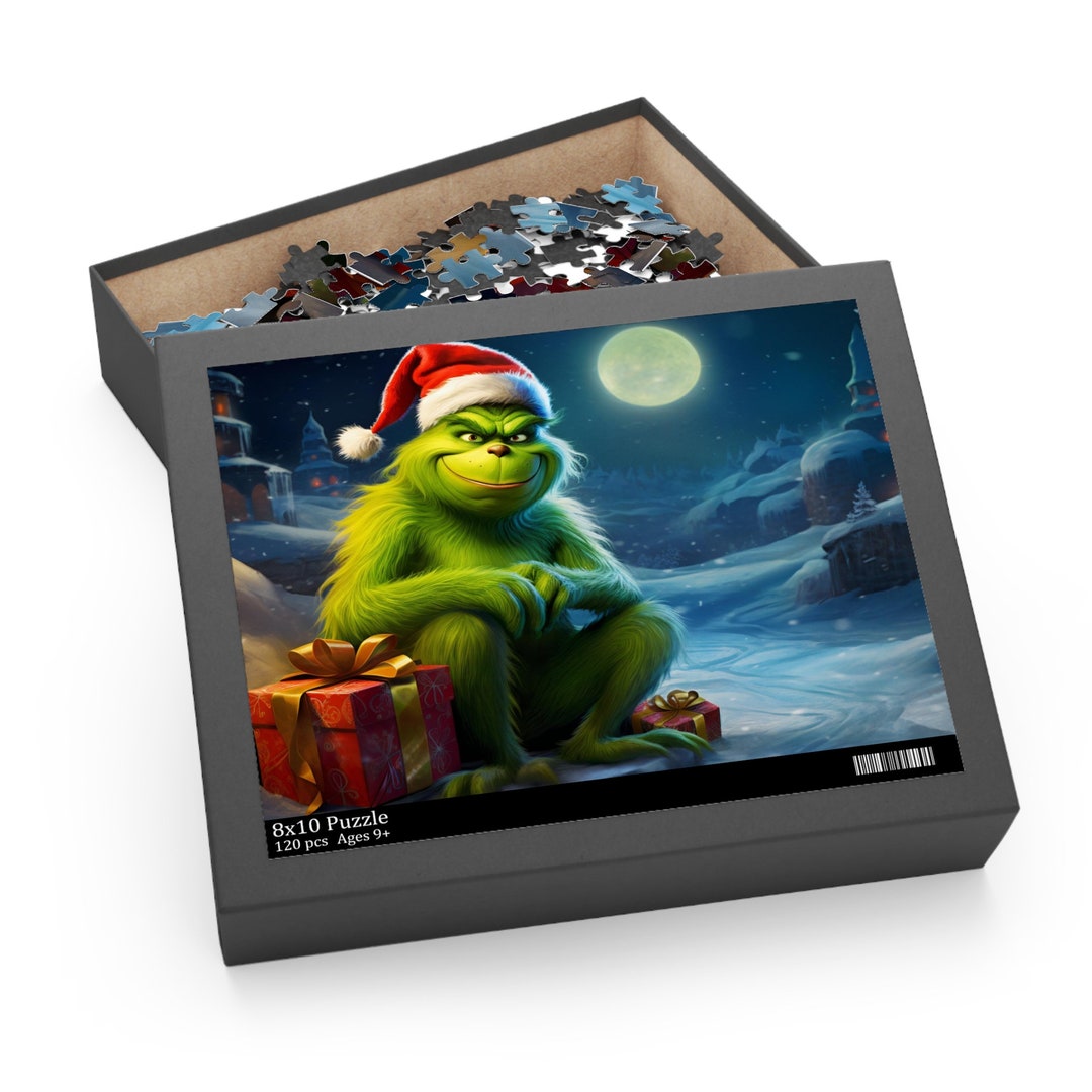 Grinch Peering at Whoville Puzzle - High-quality Chipboard Jigsaw in 3 ...