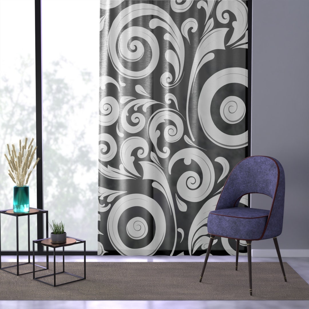 Black and White Tessellated Window Curtain | Artwork Curtain - Etsy